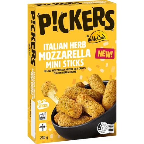 Mccain Pickers Mozzarella Mini Sticks Italian Herb 230g Woolworths