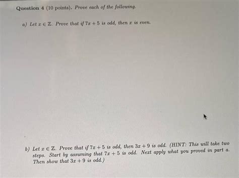Solved Question 4 10 Points Prove Each Of The Following