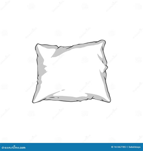 Soft Hand Drawn Pillow Isolated On White Background Square Cushion