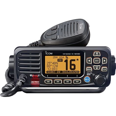 Icom M330 Black Marine Vhf Compact Fixed Mount Radio Radioparts
