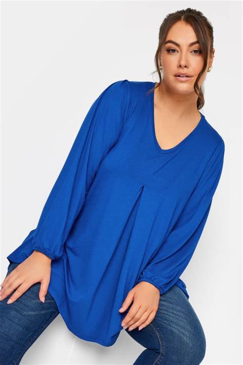 Plus Size Blue Long Sleeve Swing Top Yours Clothing