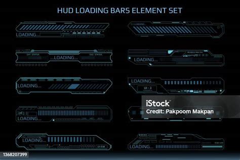 進捗状況バー未来的な要素hud Uiシステムデータ転送インターフェイス監視ベクトルをロードします Hud表示のベクターアート素材や画像を