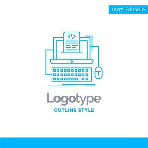 Blue Logo Design For Code Coding Computer Monoblock Screen Stock Vector Illustration Of