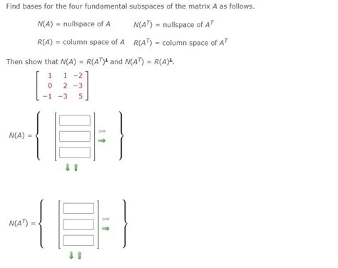 solved find bases for the four fundamental subspaces of