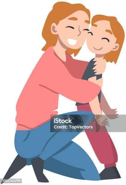 愛媽媽擁抱她的小女兒與溫柔 產婦愛概念卡通風格向量插圖向量圖形及更多可愛圖片 可愛 德國 愛 Istock