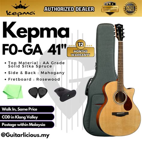 Kepma F0-GA Elite Series 41 inch Solid Top Grand Auditorium Acoustic ...