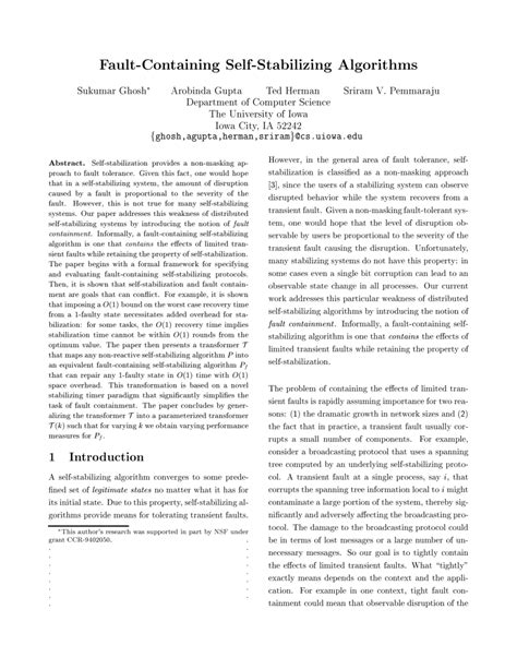 Pdf Fault Containing Self Stabilizing Algorithms
