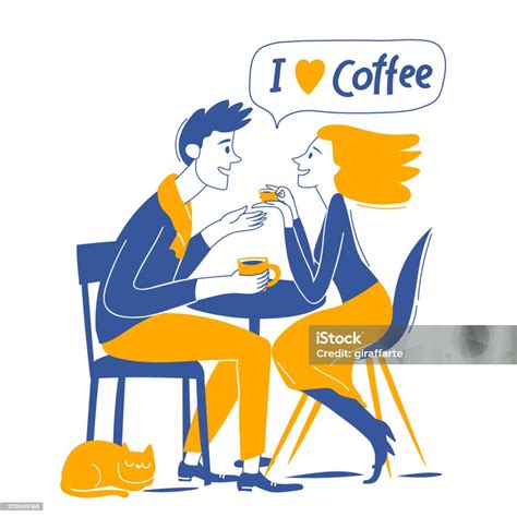 나는 사랑과 커피에 커피 동기 부여 벡터 카드 커플을 사랑 바에 대한 스톡 벡터 아트 및 기타 이미지 바 가공의 인물 고양이 새끼 Istock