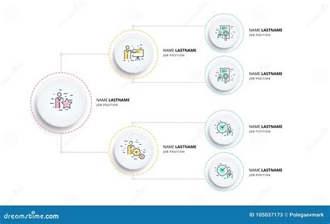 Organizational Structure Line Icons Collection Hierarchy Division