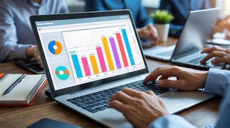 Business Analytics On Laptop Data Visualization And Financial Reporting Stock Image Image Of