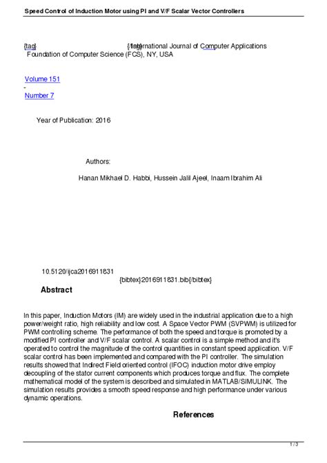 pdf speed control of induction motor using pi and v f scalar vector