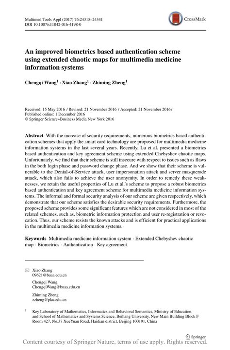 An Improved Biometrics Based Authentication Scheme Using Extended