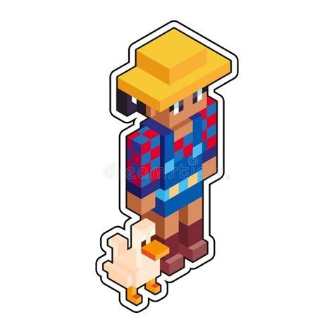 Isolated Farm Duck Minecraft Vector Illustration Stock Illustration