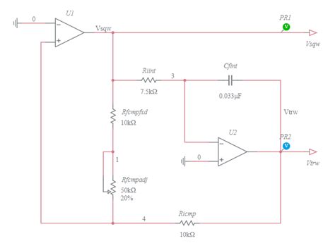 op amp square and triangular wave oscillator multisim live