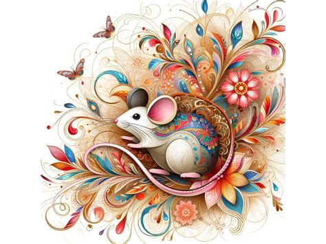Mouse Abstract Floral White By Dianaxstoyanova Thehungryjpeg