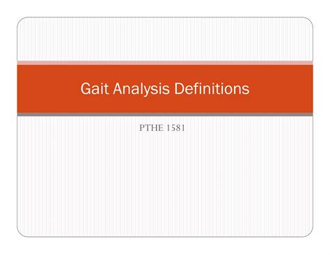 Gait Analysis Definitions Pdf