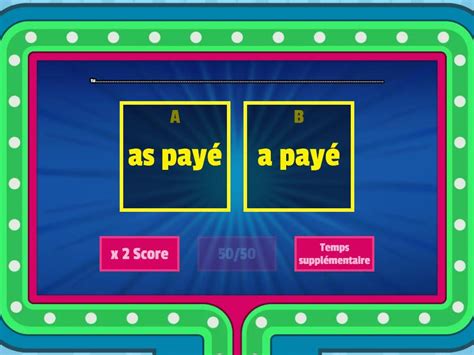Ex Sur Le Passe Compose De Le Verbe Payer Gameshow Quiz