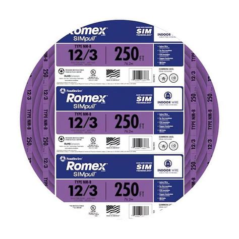 Romex 250 Ft 12 3 Solid Yellow Nmw G Electrical Wire