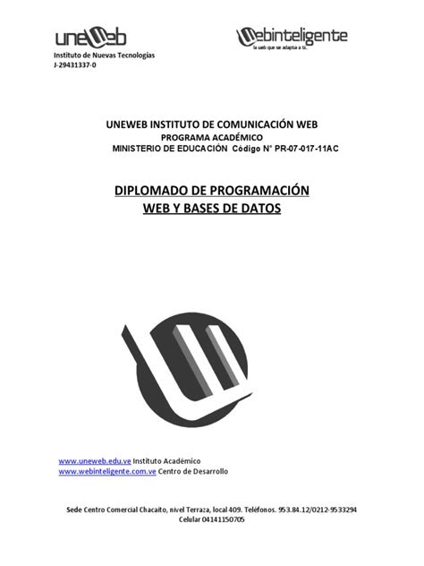 Diplomado De Programación Uneweb Pdf Script Java Mi Sql