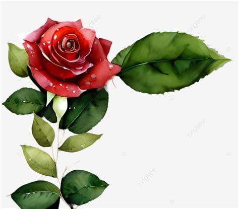 Impressive Red Rose Watercolor Portrait Red Rose Art Print Red Flower