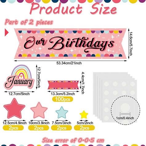 Buy Pcs Birthday Bulletin Board Classroom Set Boho Rainbow Birthday Chart Decoration Our