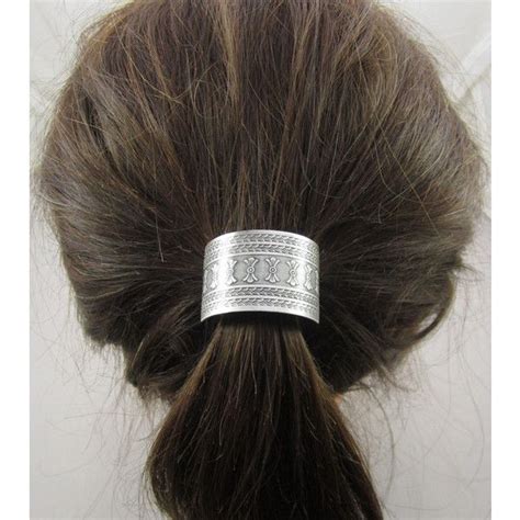 Ponytail Holder Sterling Silver Satin Ox Bordered Design ($14) liked on ...