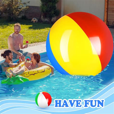 Foot Giant Inflatable Beach Ball Jumbo Rainbow Colored Beach Ball Large