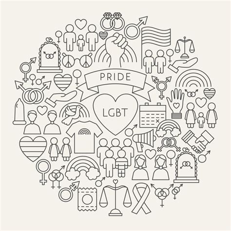 Premium Vector Lgbt Line Icons Circle