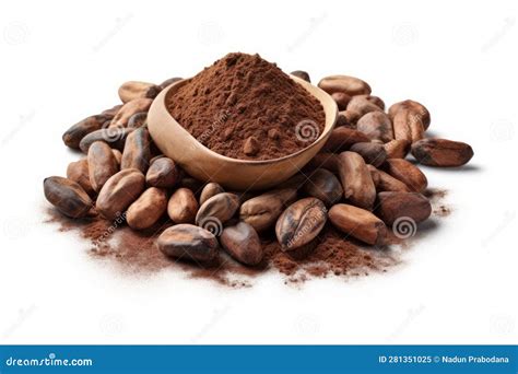 rich delights cocoa beans and cocoa pod isolated on white background