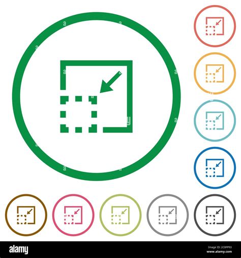 Set Of Minimize Element Color Round Outlined Flat Icons On White Background Stock Vector Image