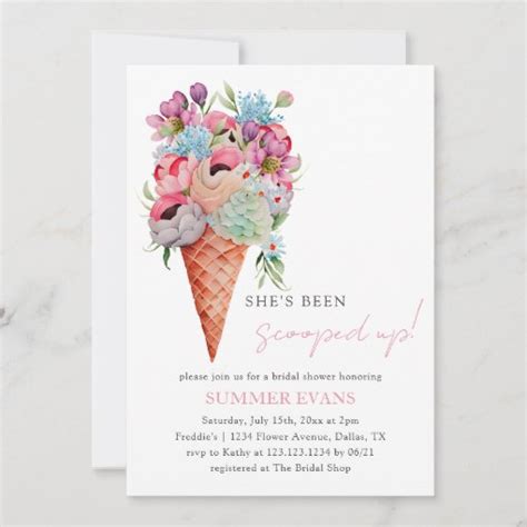Watercolor Shes Been Scooped Up Bridal Shower Invitation Zazzle