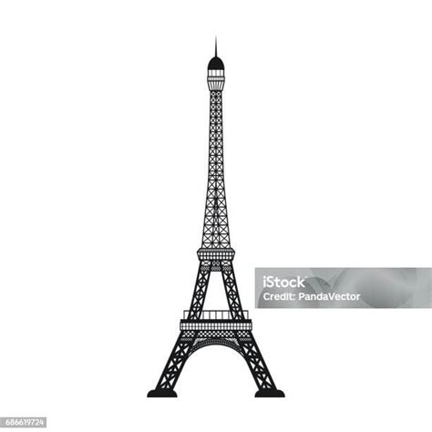 エッフェル タワー アイコン白背景に分離された黒のスタイル国のシンボル株式ベクトル図です イラストレーションのベクターアート素材や画像を