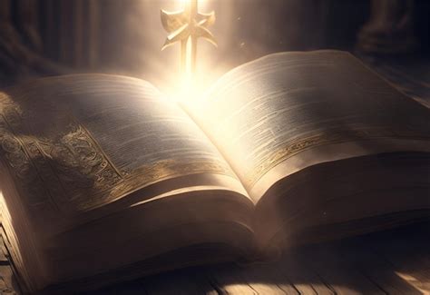 Premium Ai Image Shining Holy Bible Ancient Book Generative Ai