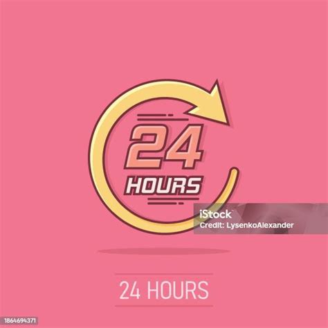 Dessin Animé Vectoriel Icône De Lhorloge Vingtquatre Heures Dans Le