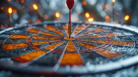A Close Up Of A Dart Board With A Red Arrow Pointing To The Right Premium AI Generated Image