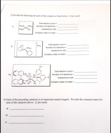 Solved 3 Provide The Following For Each Of The Complexes Chegg Com