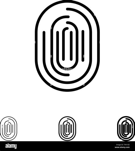 Fingerprint Identity Recognition Scan Scanner Scanning Bold And Thin Black Line Icon Set