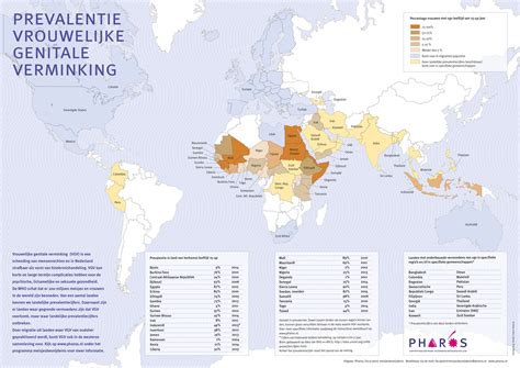 Wereldkaart Met Prevalentie Vrouwelijke Genitale Verminking Ongevouwen Pharos