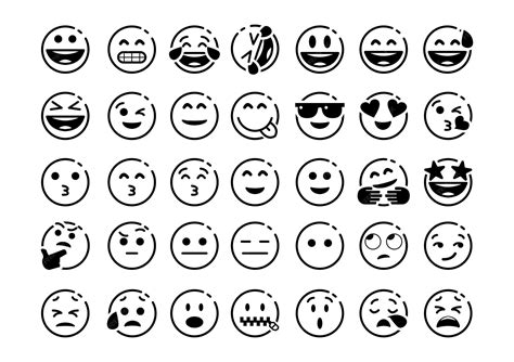 A Black And White Picture Of A Group Of Emoticons Premium Vector