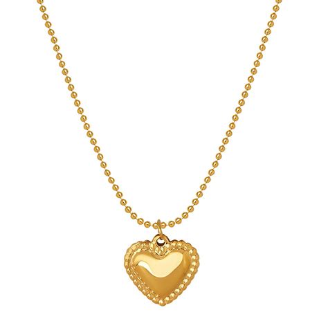18k Gold Plated Stainless Steel Heart Necklace Intensity Sku 85589