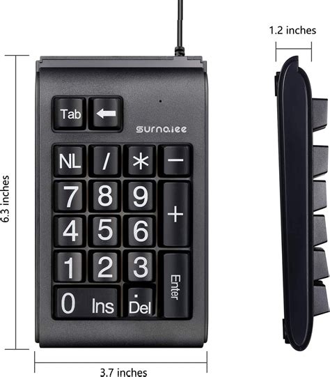 Usb Number Pad Surnqiee Large Print Wired Numeric Keypad With 3 Colors Led Backlit Portable