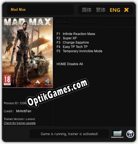 Mad Max Cheats Trainer 5 Mrantifan Downloads From Optikgamescom