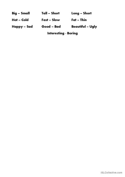 Adjectives Opposites English Esl Worksheets Pdf And Doc