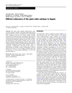 Fillable Online Dna Led Rediscovery Of The Giant Sable Antelope In