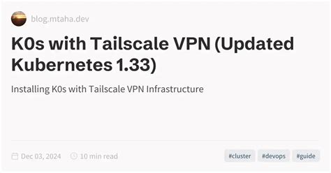 K0s With Tailscale Vpn Updated Kubernetes 133