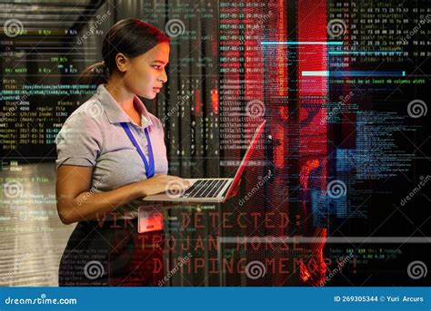 Virus Code Laptop Or Server Room In 3d It Engineering Software