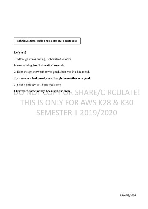 Answer Key To MODULE Quotation Summarizing Paraphrasing FOR AWS Babes PDF