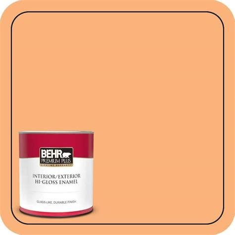 BEHR PREMIUM PLUS Qt P Fuzzy Peach Hi Gloss Enamel Interior Exterior Paint Primer