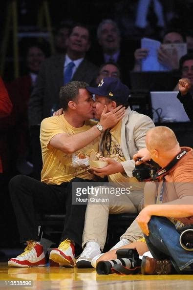 Actors Will Ferrell And John C Reilly Kiss For The Kiss Cam During A