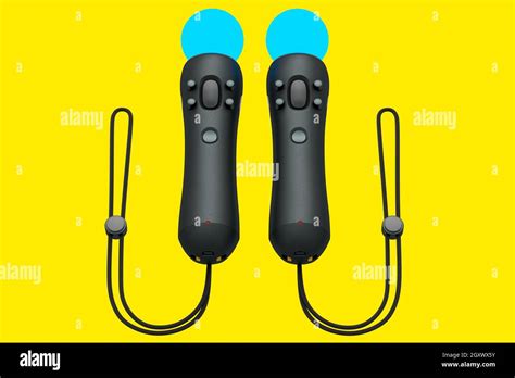 Virtual Reality Black Controllers For Online And Cloud Gaming On Yellow